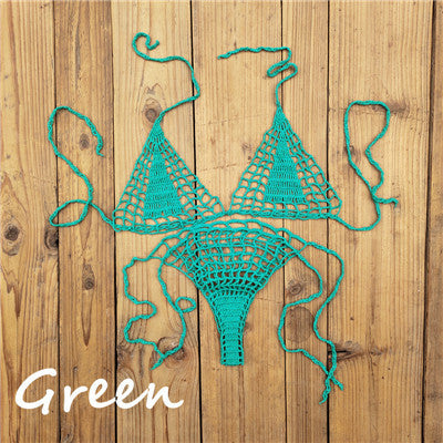 Micro bikini string ficelle brésilien tricoté crochet extrême semi-tra ...